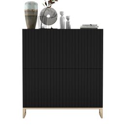 KOMMODE Elpis 4D Schwarz matt 112 cm mit Metallrahmen