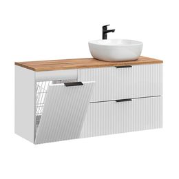 WASCHTISCH 120.8cm Adriel Wei&szlig; und Holz