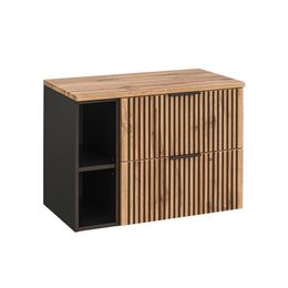 WASCHTISCHUNTERSCHRANK 80.6cm Gaia Holz in Eichenoptik und Schwarz