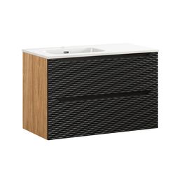 WASCHTISCH 90cm Elora Schwarz und Holz