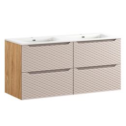 DOPPELWASCHTISCH 120cm Elora Beige und Holz