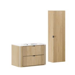 BADM&Ouml;BEL 80cm Mila 2er-Set Helle Eiche