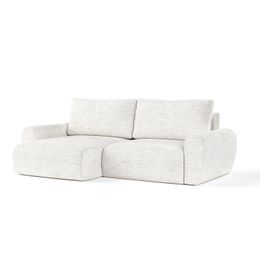 ECKSOFA OMARI mit Schlaffunktion Creme im Neve Stoff