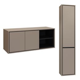 WASCHTISCHUNTERSCHRANK 120cm Soph&eacute;a 2er-Set Taupe