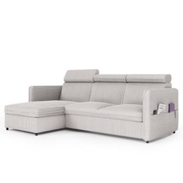 ECKSOFA mit Schlaffunktion und Bettkasten, Beige
