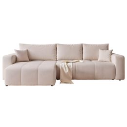 ECKSOFA PEDRO mit Schlaffunktion und Bettkasten Beige