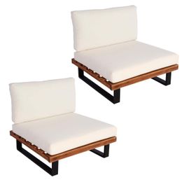MCW LOUNGE-SESSEL Schwarz, Braun, Cremewei&szlig;