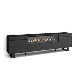 LOWBOARD mit Elektrokamin, Schwarz, 200/35/57cm