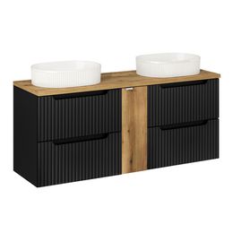 DOPPELWASCHTISCH 140.4cm Riva Schwarz und Holz
