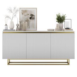 SIDEBOARD Selene 3D Wei&szlig; Matt mit geriffelten Fronten Glamour 167 cm