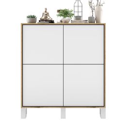 KOMMODE Apollo 4D Wotan Eiche / Wei&szlig; matt 113 cm mit Metallf&uuml;&szlig;en