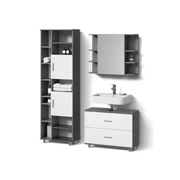 BADM&Ouml;BEL-SET Eisak Anthrazit 3 Teile, mit Hochschrank