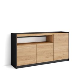SIDEBOARD, Highboard, Eiche Schwarz, 156/37/80cm