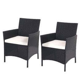 MCW POLY-RATTAN SESSEL HALDEN Anthrazit, Cremewei&szlig; 2er-Set