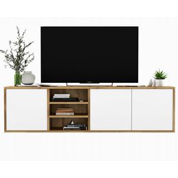 TV-LOWBOARD Apollo Eiche wotan Wei&szlig; Matt 150 cm