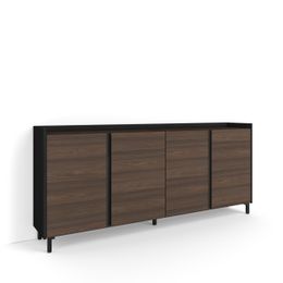 SIDEBOARD, Dunkler Eiche und Schwarz, 207/35/91cm, mit Beinen