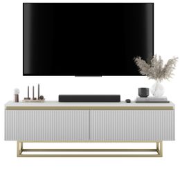 TV-SCHRANK Selene Glamour Wei&szlig; Matt mit Metallrahmen 140 cm