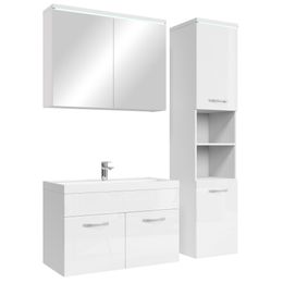 Badplaats BADM&Ouml;BEL-SET Paso LED 4 Teile Wei&szlig; Hochglanz - 80 x 35 x 55 cm