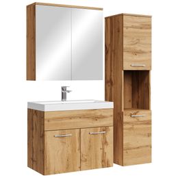 Badplaats BADM&Ouml;BEL-SET Montreal 4 Teile Spiegelschrank Eiche - 60 x 35 x 51 cm