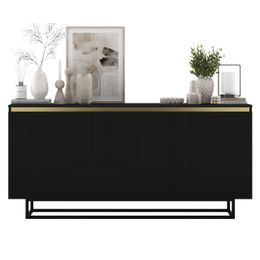 SIDEBOARD Selene 3D Schwarz Matt mit metallrahmen Glamour 167 cm