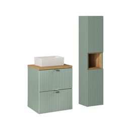 BADM&Ouml;BEL 50.4cm Jade 2er-Set Gr&uuml;n und Holz