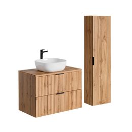 BADM&Ouml;BEL 80.6cm Adriel 2er-Set Holz in Eichenoptik