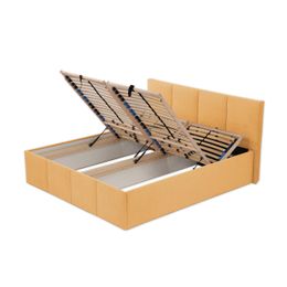 Halmon Schlafkomfort Betten POLSTERBETT Dalas Gold 200 x 200 x 40 cm Bettkasten Mit hochwertiger Matratze H3 (bis 120 kg) und Lattenrost