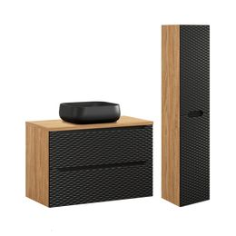 BADM&Ouml;BEL 90cm Elora 2er-Set Schwarz und Holz