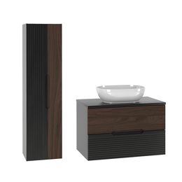 BADM&Ouml;BEL 80.6cm Sylla 2er-Set Schwarz und Holz
