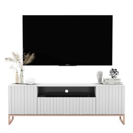 TV-SCHRANK Elpis2 Wei&szlig; Matt mit Metallrahmen 150 cm
