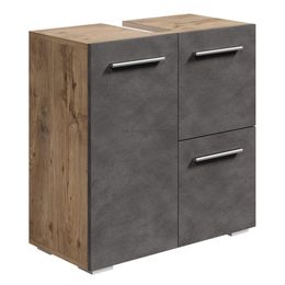 Badplaats WASCHBECKENUNTERSCHRANK Mars Kastanien Eiche / Grau - 60 x 30 x 60 cm
