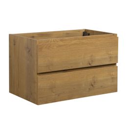 Badplaats WASCHBECKENUNTERSCHRANK Angela 2 Schubladen Eiche - 80 x 48 x 50 cm