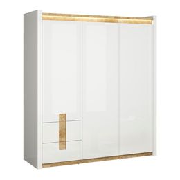SCHRANK 3 T&uuml;ren Helios Wei&szlig; und Holz