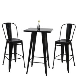 MCW STEHTISCH-SET METALL eckig Schwarz 3er-Set