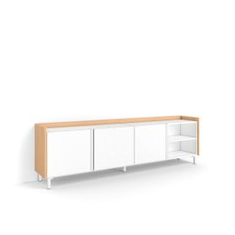 LOWBOARD, Wei&szlig; und Eiche, 207/35/61cm, mit Beinen