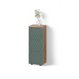 MIDISCHRANK Ronco Gr&uuml;n/Goldkraft Eiche 30 x 81 cm mit 1 Schublade, 2 F&auml;cher, Badezimmer