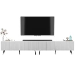 TV-LOWBOARD 2-er Set Elpis Wei&szlig; Matt mit Metallbeinen 150 cm Glamour