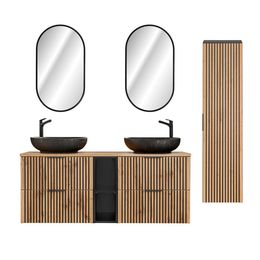 BADM&Ouml;BEL 140.6cm Gaia 2er-Set Holz in Eichenoptik und Schwarz