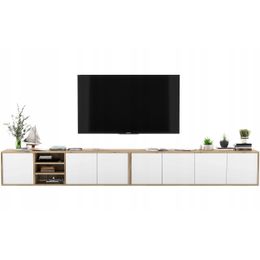 TV-LOWBOARD 2-er Set Apollo Eiche wotan Wei&szlig; Matt 150 cm