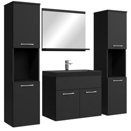 Badplaats BADM&Ouml;BEL-SET Montreal 5 Teile Schwarz Matt - Schwarzes Waschbecken - 60 x 35 x 51 cm