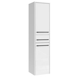 Badplaats BADEZIMMERSCHRANK Florence mit 2 T&uuml;ren Wei&szlig; Hochglanz - 30 x 35 x 130 cm