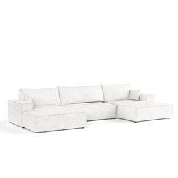 WOHNLANDSCHAFT NUBO mit Schlaffunktion Creme im Neve Stoff