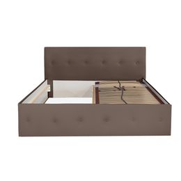 Halmon Schlafkomfort Betten POLSTERBETT Atalanta Dunkelbraun 140 x 200 x 40 cm Mit Hochwertiger Matratze H3 (bis 120 kg) und Lattenrost