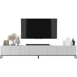 TV-LOWBOARD 2er-Set Elpis Wei&szlig; matt mit schwarzem Metallrahmen 150 cm