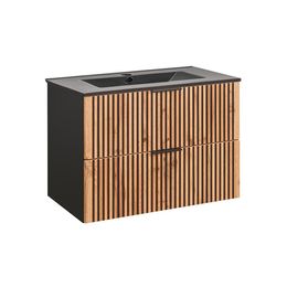 WASCHTISCH 80.2cm Gaia Holz in Eichenoptik und Schwarz