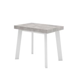 KONSOLENTISCH ausziehbar 58 bis 140cm, f&uuml;r 6 G&auml;ste, zementgrau, 90/58/73cm