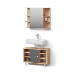 BADM&Ouml;BEL-SET Fucino Goldkraft Eiche 2 Teile, Unterschrank 80 cm
