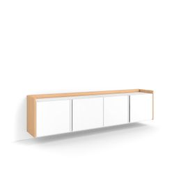 LOWBOARD, Wei&szlig; und Eiche, 207/35/50cm, H&auml;ngend
