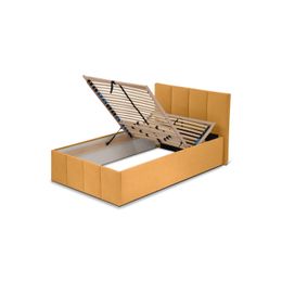 Halmon Schlafkomfort Betten POLSTERBETT Dalas Gold 120 x 200 x 40 cm Bettkasten Mit hochwertiger Matratze H3 (bis 120 kg) und Lattenrost