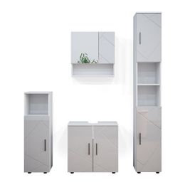 BADM&Ouml;BEL-SET Ronco Wei&szlig; Hochglanz 4 Teile, mit Hochschrank